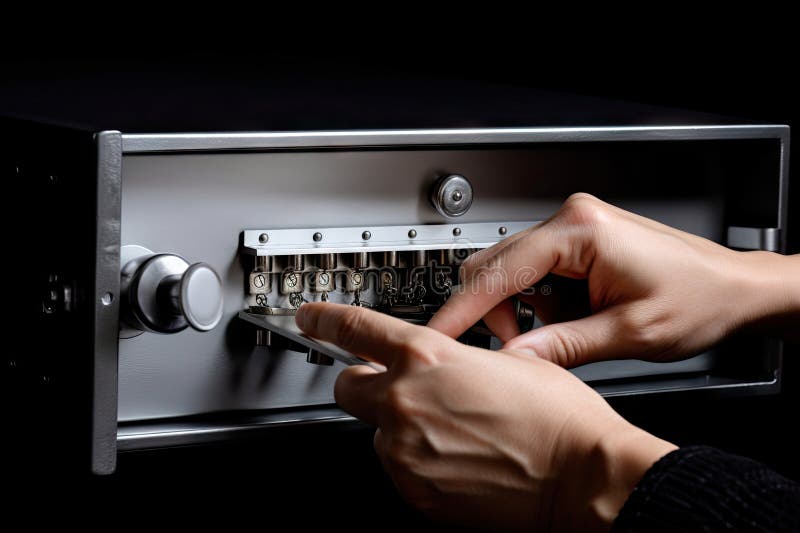 Safe Deposit Box with Combination Lock, Being Opened by Hand Stock ...