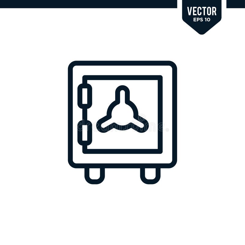 Safe Deposit Box Icon Collection in Outlined or Line Art Style Stock ...