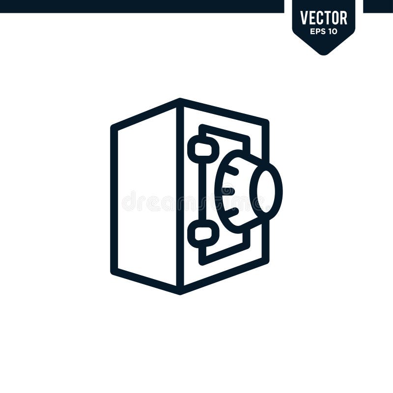 Safe Deposit Box Icon Collection in Outlined or Line Art Style Stock ...