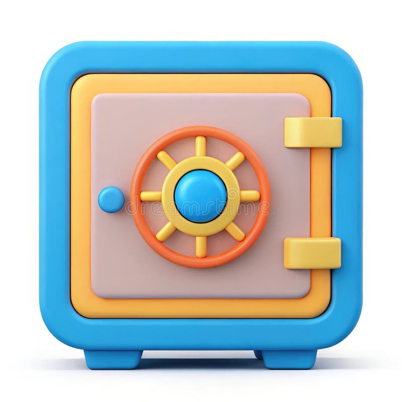 Safe Deposit Box Icon, Secure Vault, 3D Cartoon Plastic Design Stock ...
