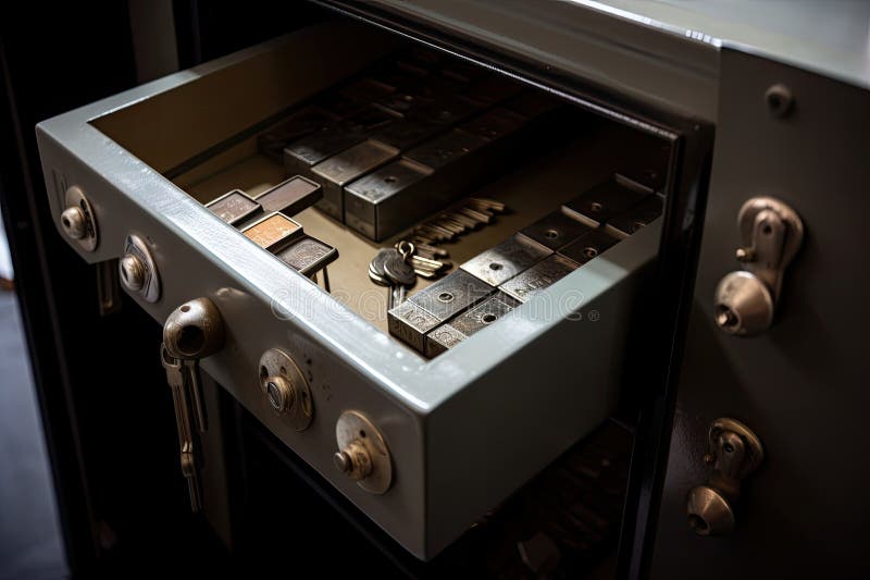 Safe Deposit Box, with Key and Combination Visible, for Added Security ...