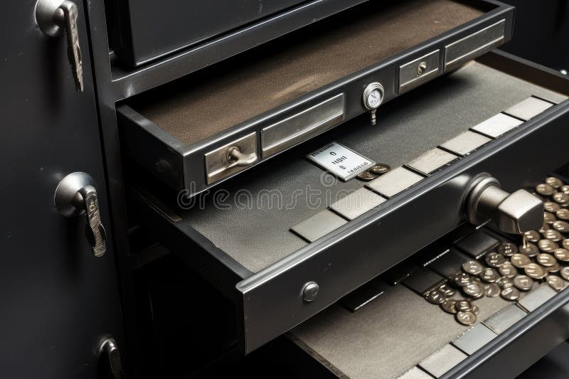 Safe Deposit Box, with Key and Lock Combination Visible Stock ...
