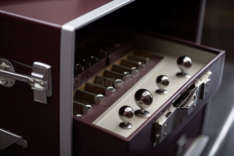 Safe Deposit Box with Key in the Lock, Ready for Use Stock Image ...