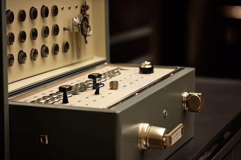 Safe Deposit Box with Key in Lock, Ready for Use Stock Image - Image of ...