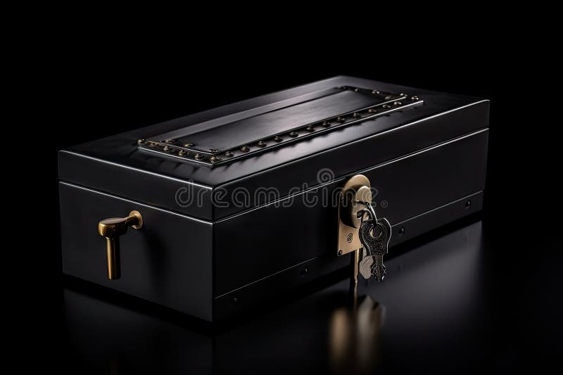 Safe Deposit Box, with Key in the Lock, Sitting on Black Background ...