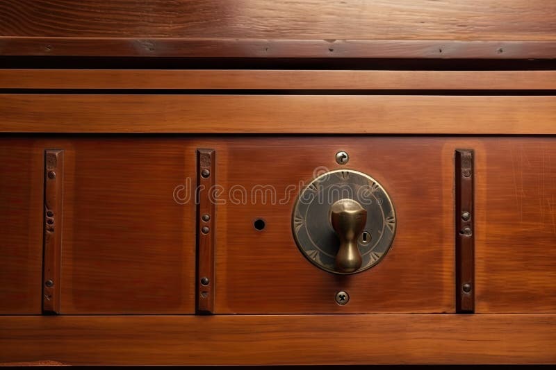 Safe Deposit Box, with Keyhole and Lock Visible, Placed Inside Wooden ...