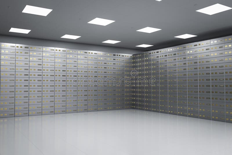 Safe Deposit Boxes Inside Bank Vault Stock Illustration - Illustration ...