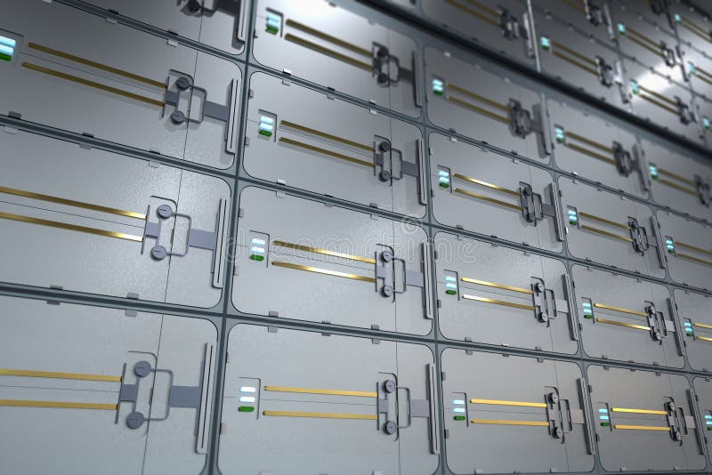 Safe Deposit Boxes Inside Bank Vault Interior Stock Illustration ...