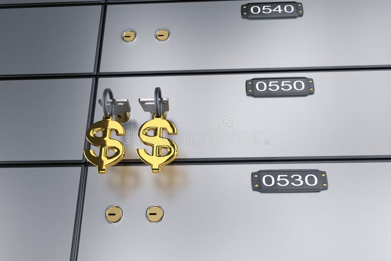 3D Deposit Boxes with Key. Safe Lockers Stock Illustration ...