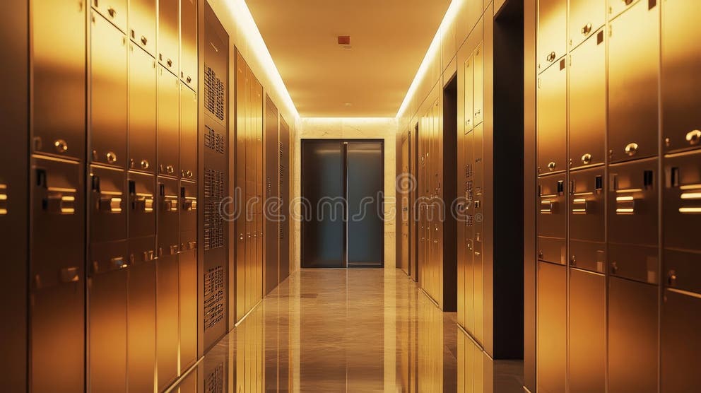 Safe Deposit Boxes in a Secure Hallway Representing the Essence of ...