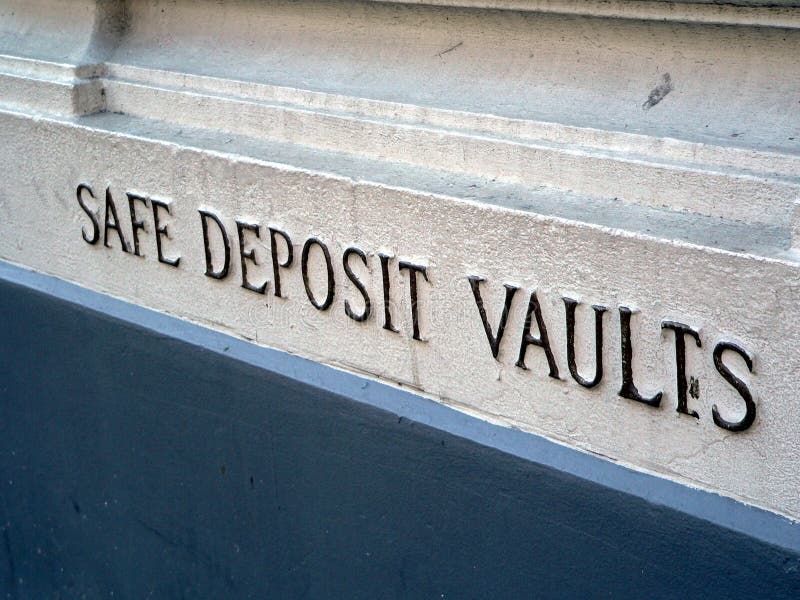 Safe Deposit Vaults Sign on Bank Stock Image - Image of checking ...