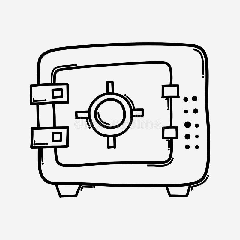 Safe Doodle Vector Icon. Drawing Sketch Illustration Hand Drawn Line ...