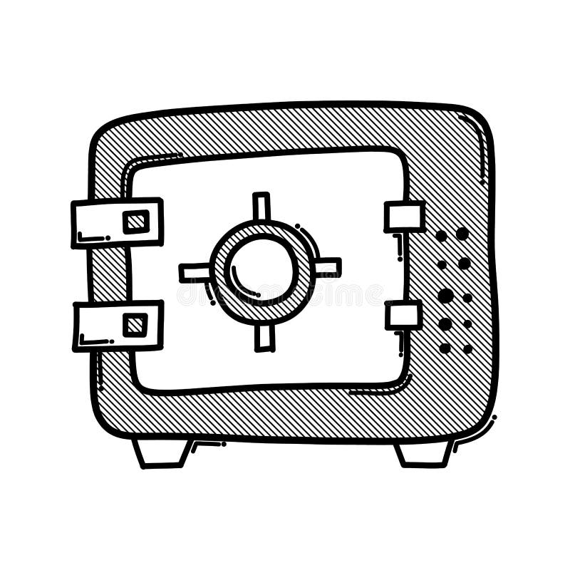 Safe Doodle Vector Icon. Drawing Sketch Illustration Hand Drawn Line ...