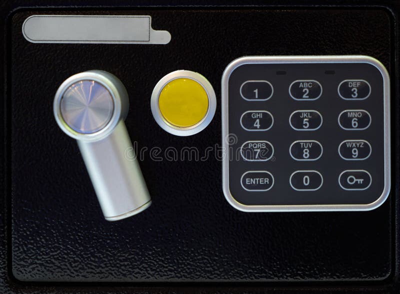 Safe Door with Code Lock, Close-up. Black Metal Safe Deposit Box Stock ...