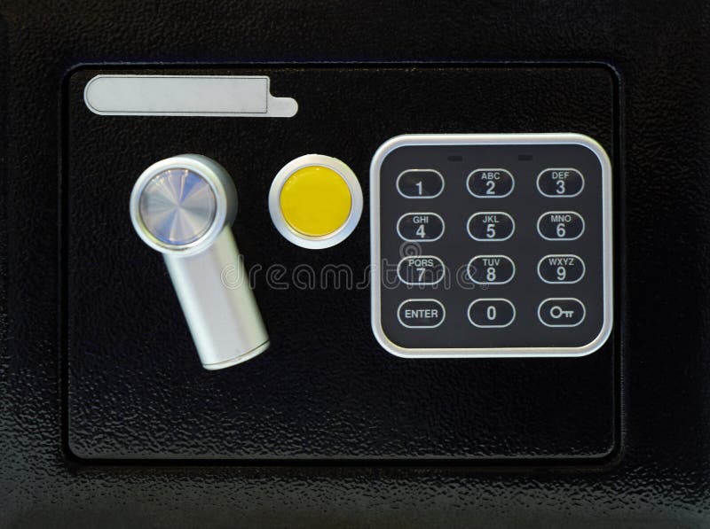 Safe Door with Code Lock, Close-up. Black Metal Safe Deposit Box Stock ...