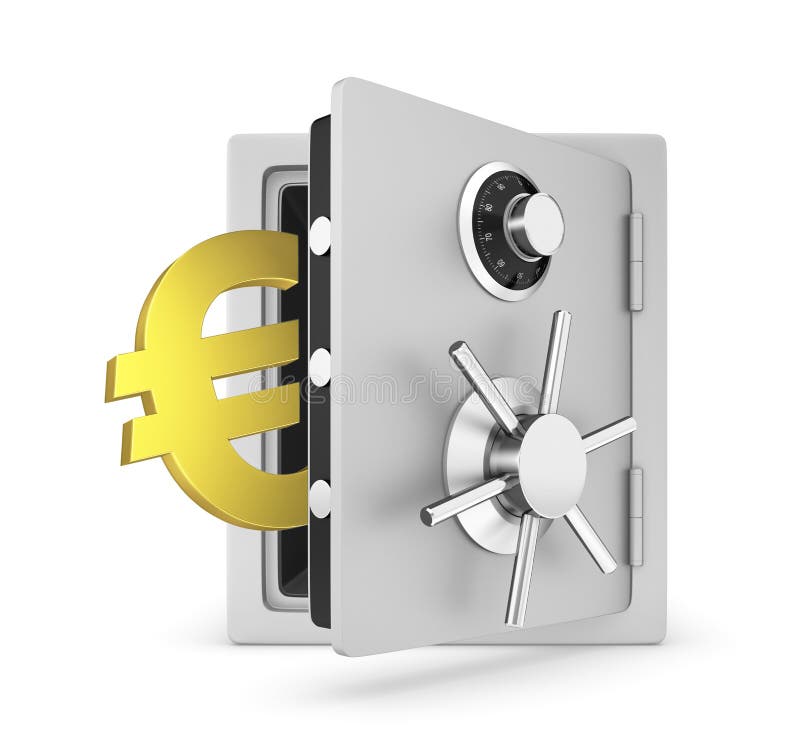 Safe Door Opened with Euro Sign Stock Illustration - Illustration of ...