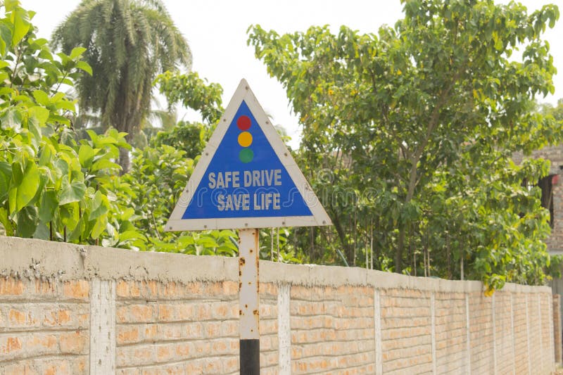 Safe Drive Caption Board at the Road Side Stock Photo - Image of road ...