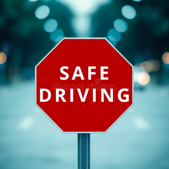SAFE DRIVING Text Title on Red Sign Stock Illustration - Illustration ...