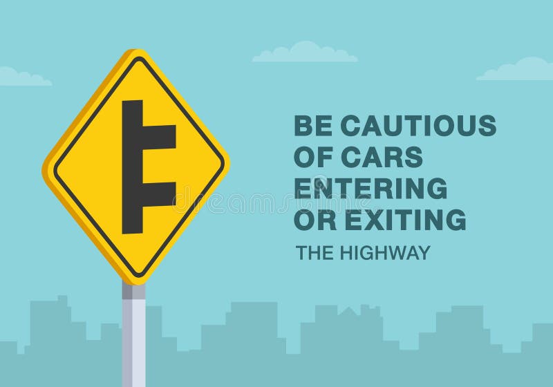 Be Cautious of Cars Entering or Exiting the Highway. Close-up of a ... Be Cautious of Cars Entering or Exiting the Highway. Close-up of a ...