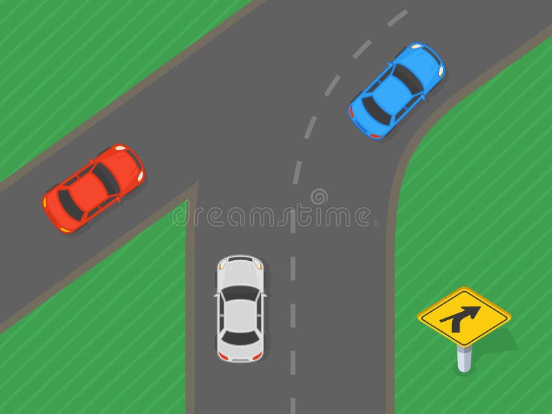 Top View of a Traffic Flow. "Intersection in a Right Direction Curve ...