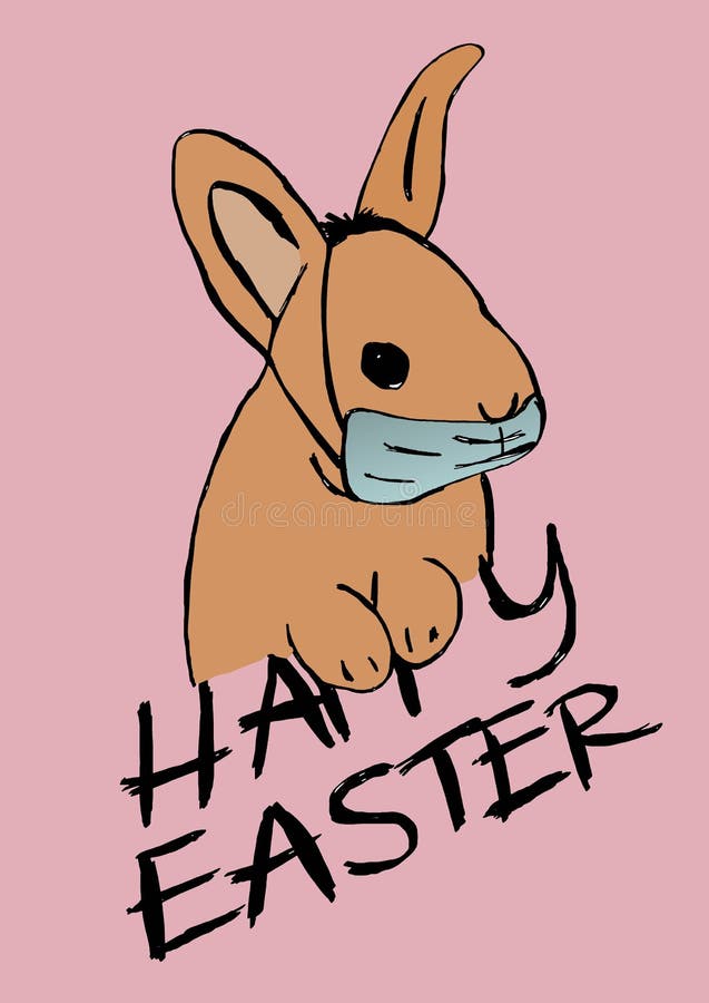 Safe Easter Bunny with Mask Stock Illustration - Illustration of ...