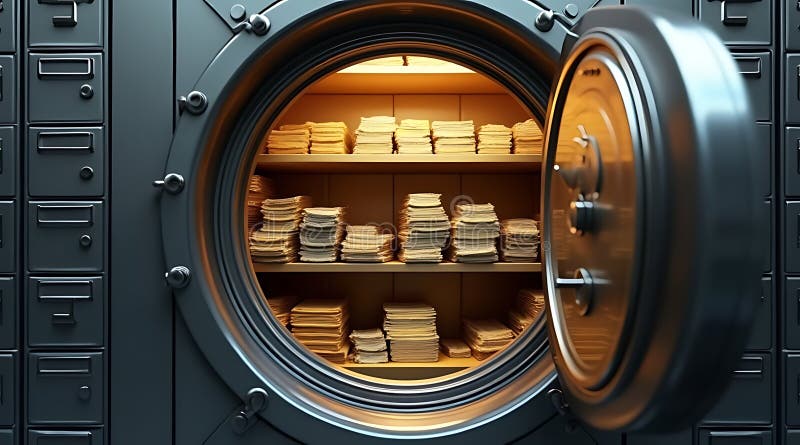 Safe Filled with Stacks of Documents and Files in a Secure Vault at ...