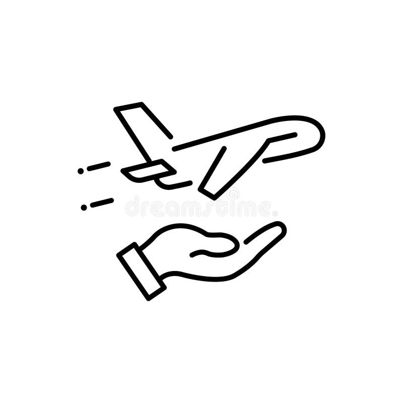Safe Flight Icon, Plane Flight Concept, Thin Line Symbol Isolated on ...
