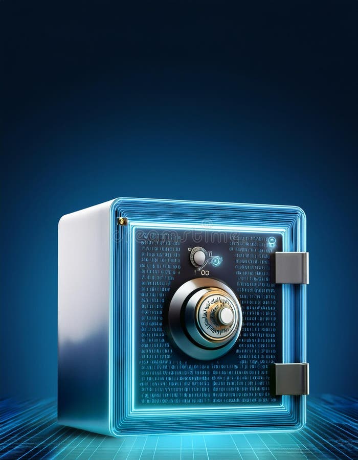Safe with Floating Digital Locks, Representing Secure Financial ...