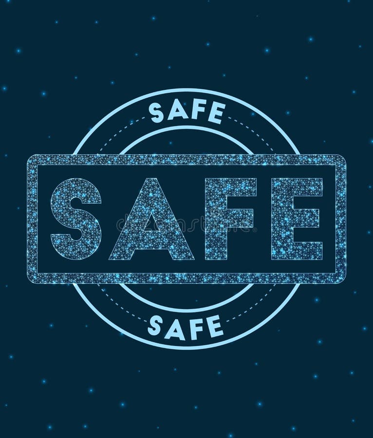 Safe. Glowing round badge stock vector. Illustration of communication ...