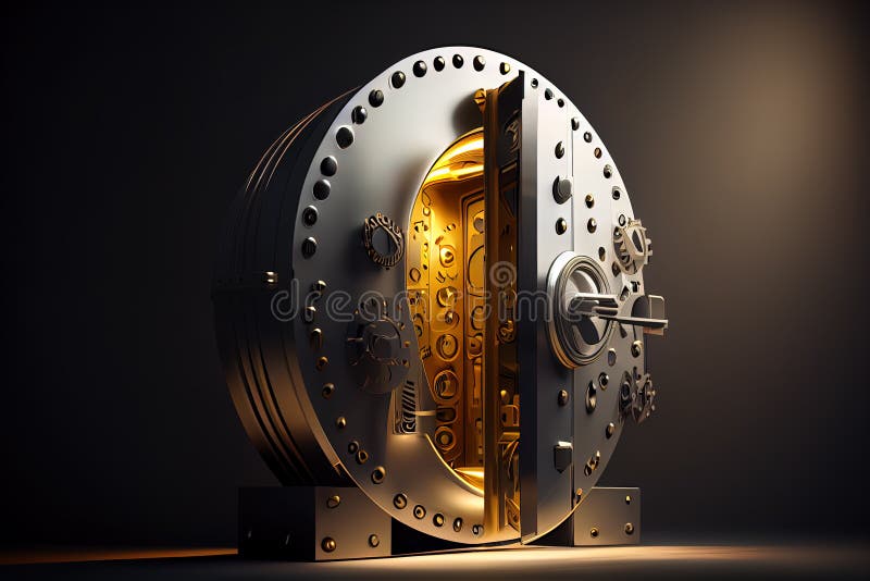 Safe and Gold 3d Drawing. Generative AI Stock Illustration ...