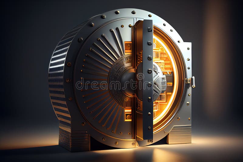 Safe and Gold 3d Drawing. Generative AI Stock Illustration ...
