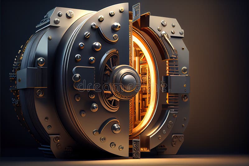 Safe and Gold 3d Drawing. Generative AI Stock Illustration ...