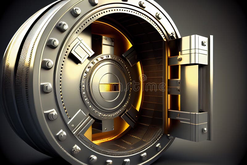 Safe and Gold 3d Drawing. Generative AI Stock Illustration ...