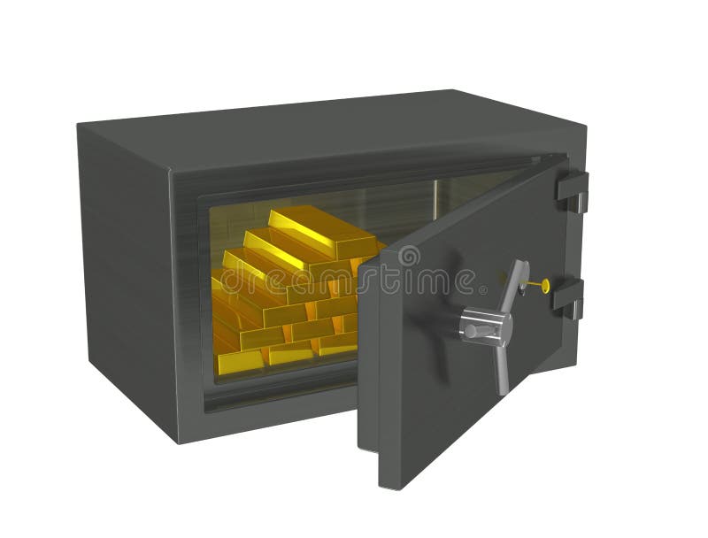 Safe with gold inside stock illustration. Illustration of banking ...