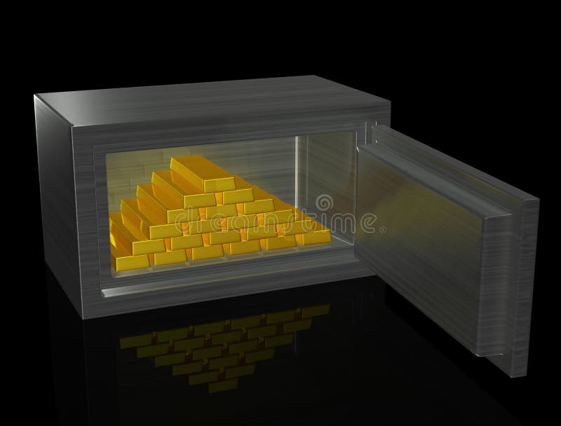 Safe with gold inside stock illustration. Illustration of banking ...