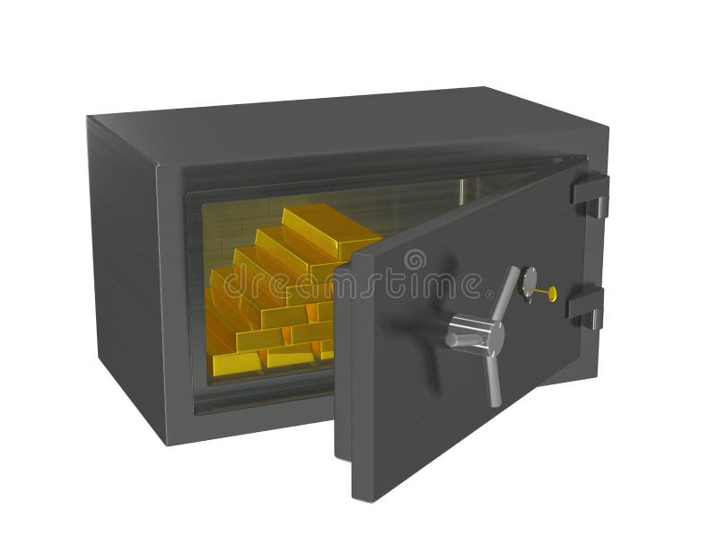 Safe with gold inside stock illustration. Illustration of render - 18219302