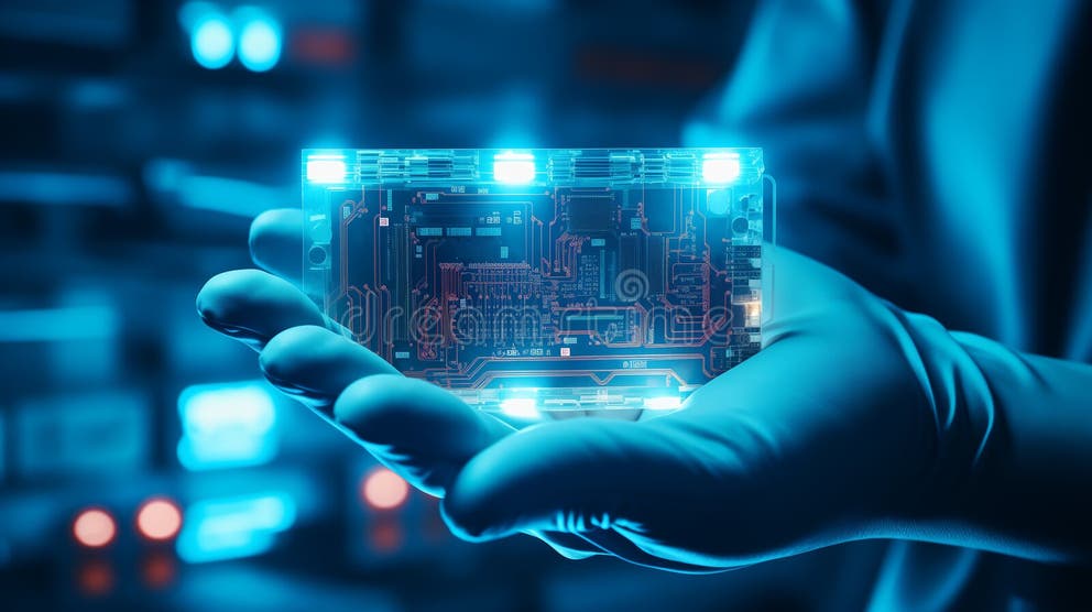 Safe Handling of AI Computer Circuits in Gloves Stock Illustration ...