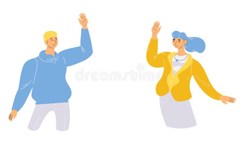 Safe Hello at Meeting. Hi Five Isolated on White Stock Illustration ...