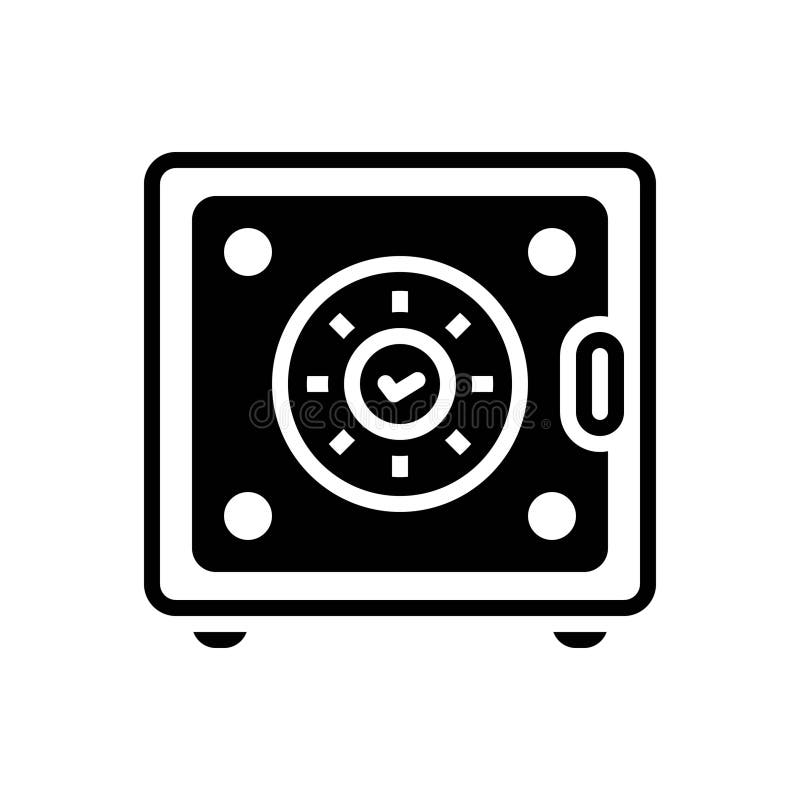 Black Solid Icon for Safe, Bank Locker and Metal Stock Illustration - Illustration of symbol ...
