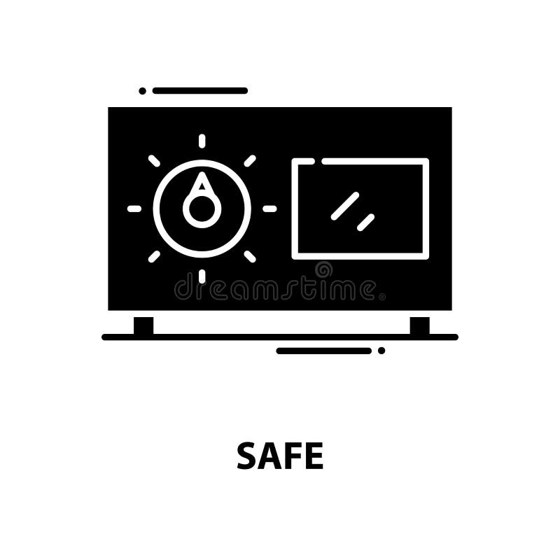 Safe Icon, Black Vector Sign with Editable Strokes, Concept ...