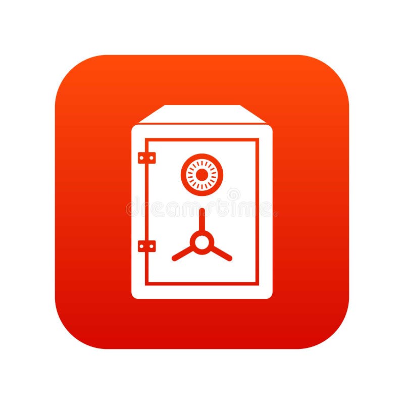 Safe icon digital red stock vector. Illustration of deposit - 103388771