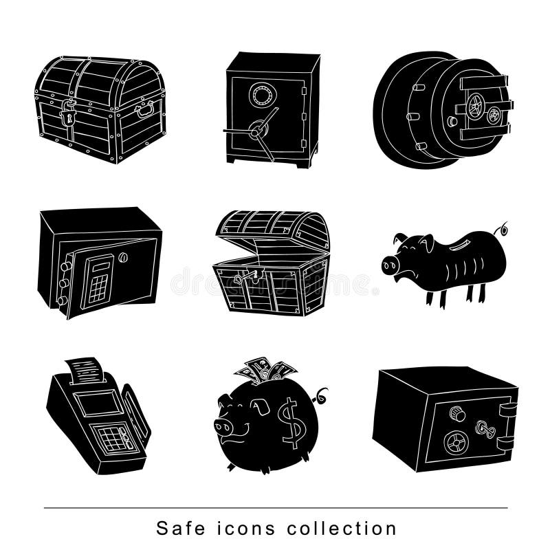 Safe Icon,hand Drawn Vector Illustration. Stock Vector - Illustration ...