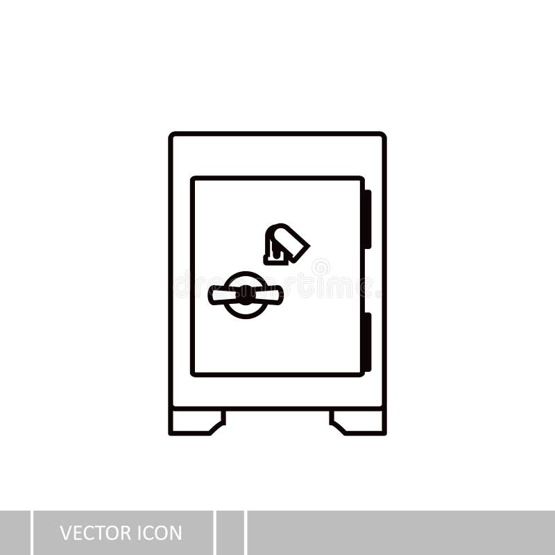 Safe Icon in Line Design Style Stock Vector - Illustration of business ...