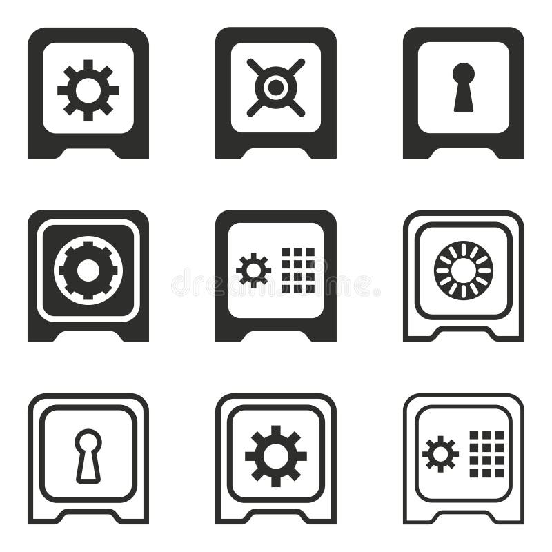 Safe icon set. stock vector. Illustration of stability - 83209544