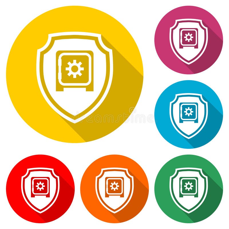 Safe Icon, Vector Shield Icon, Color Icon with Long Shadow Stock Vector ...