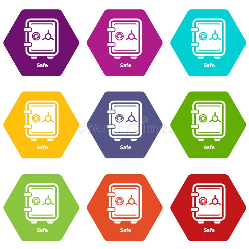 Safe icons set 9 vector stock vector. Illustration of protection ...