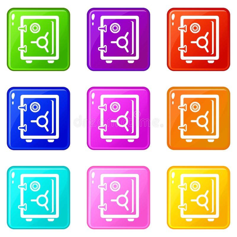 Safe Icons Set 9 Color Collection Stock Vector - Illustration of annual ...