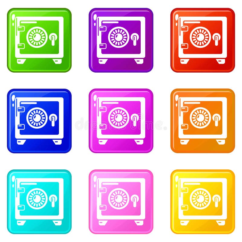 Safe Icons Set 9 Color Collection Stock Vector - Illustration of ...