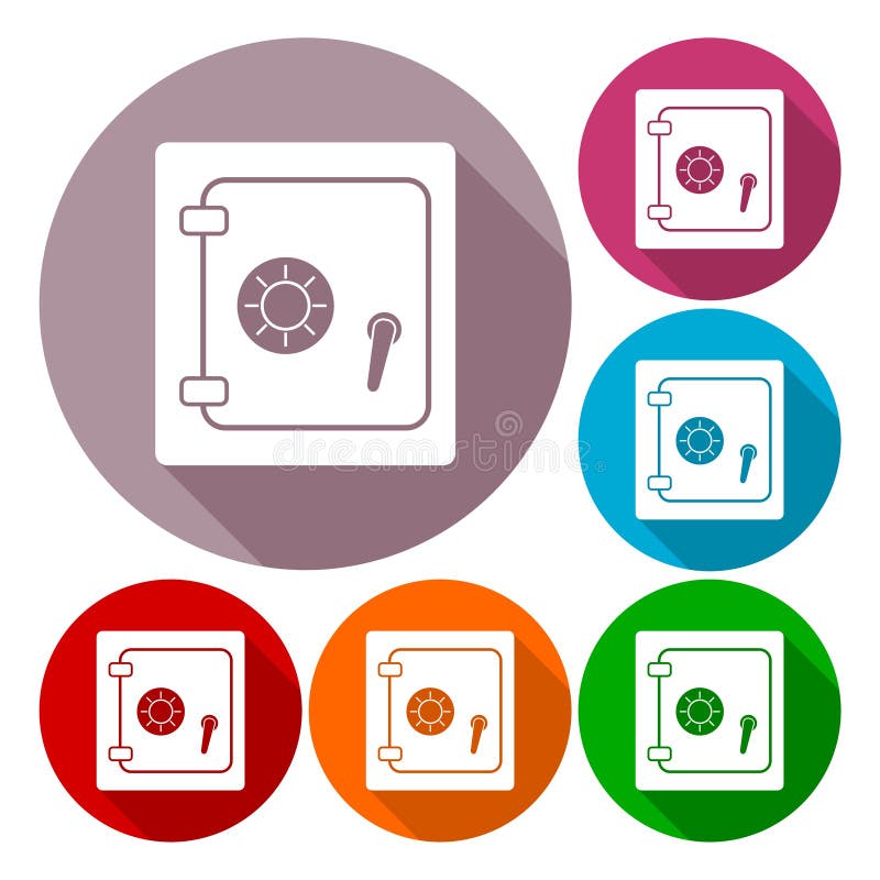 Safe Icons Set with Long Shadow Stock Vector - Illustration of secret ...