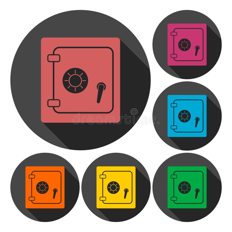 Safe Icons Set with Long Shadow Stock Vector - Illustration of business ...